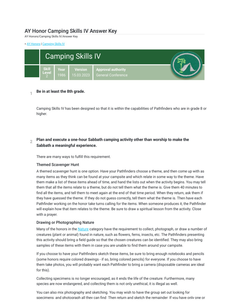 Camping Skills 4 | PDF