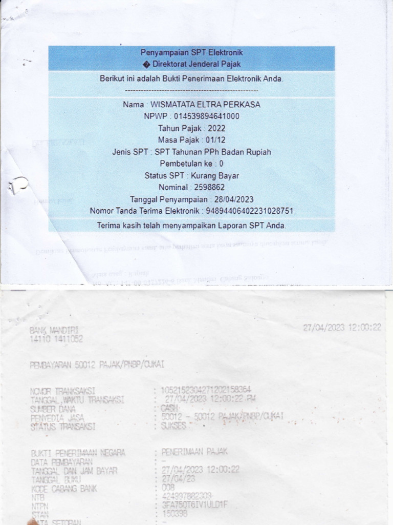 2 Bukti Lapor SPT 2022 | PDF