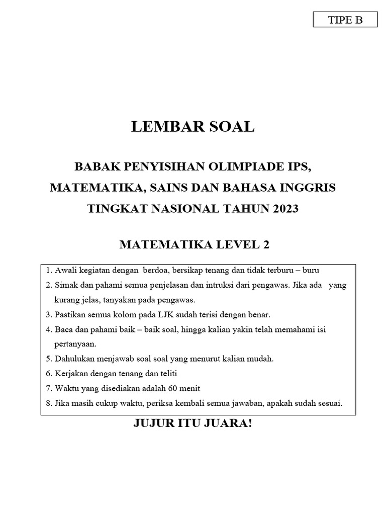 Matematika Level 2 (Type B) | PDF