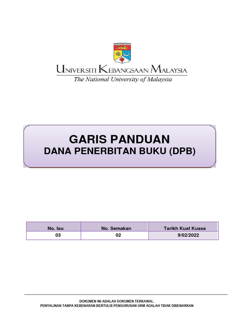Garis Panduan Dana Penerbitan Buku (DPB) 2022 | PDF