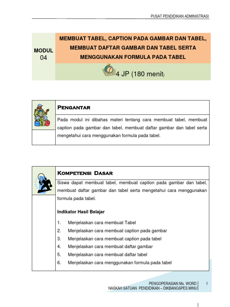 Panduan Membuat Tabel di Ms. Word | PDF | Karier & Perkembangan