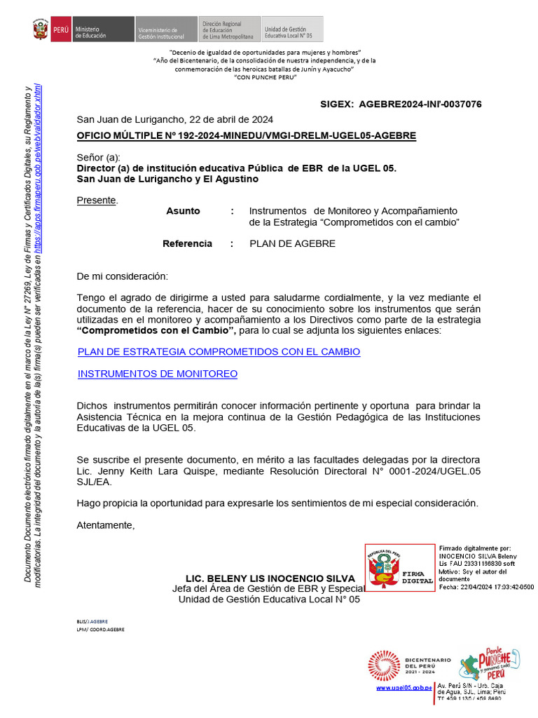 Oficio M 192 - Instrumentos | PDF