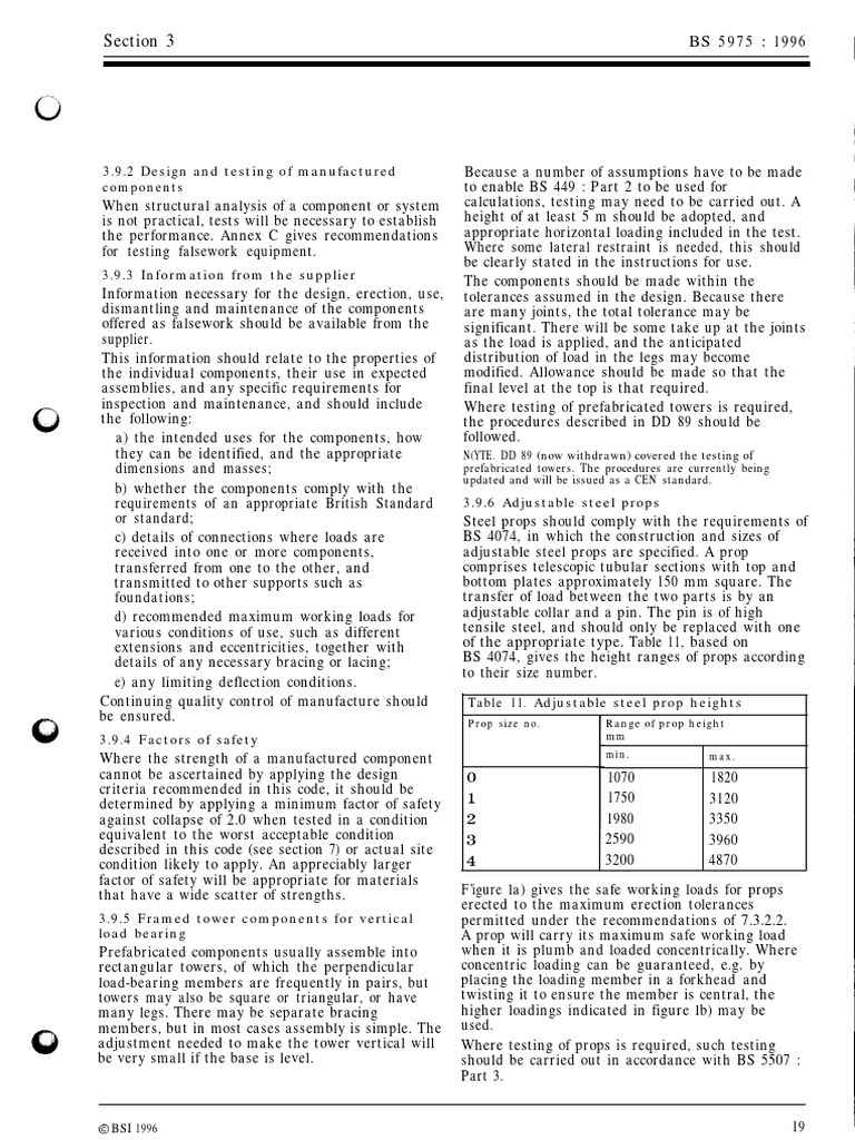 BS 5975-96 | PDF | Strength Of Materials | Structural Load