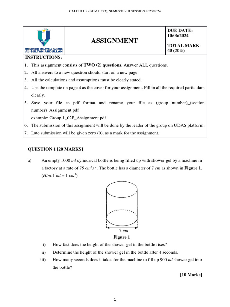 Assignment Question Set A Bum1223 23242 | PDF | Area | Volume