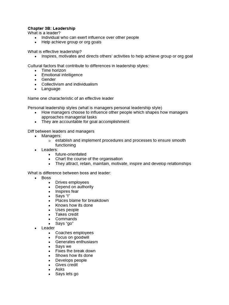 OBS 114 Chapters 3B-6 | PDF | Leadership | Power (Social And Political)