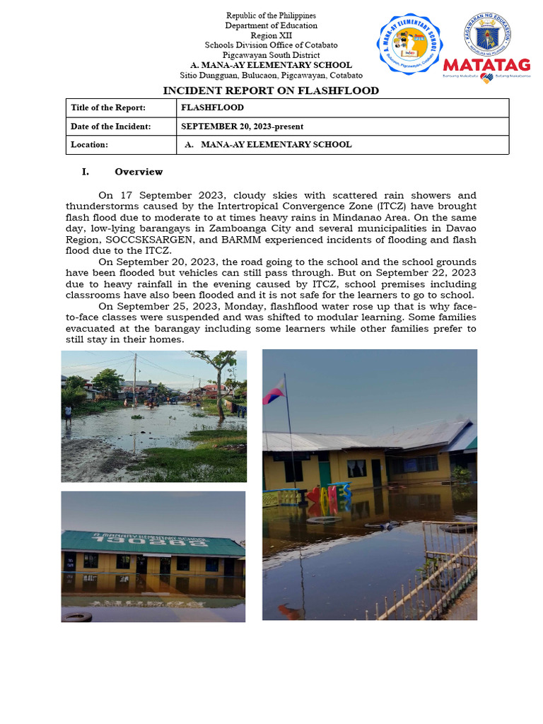 Incident Report Flood-Sep 25 2023 | PDF | Flood | Rain