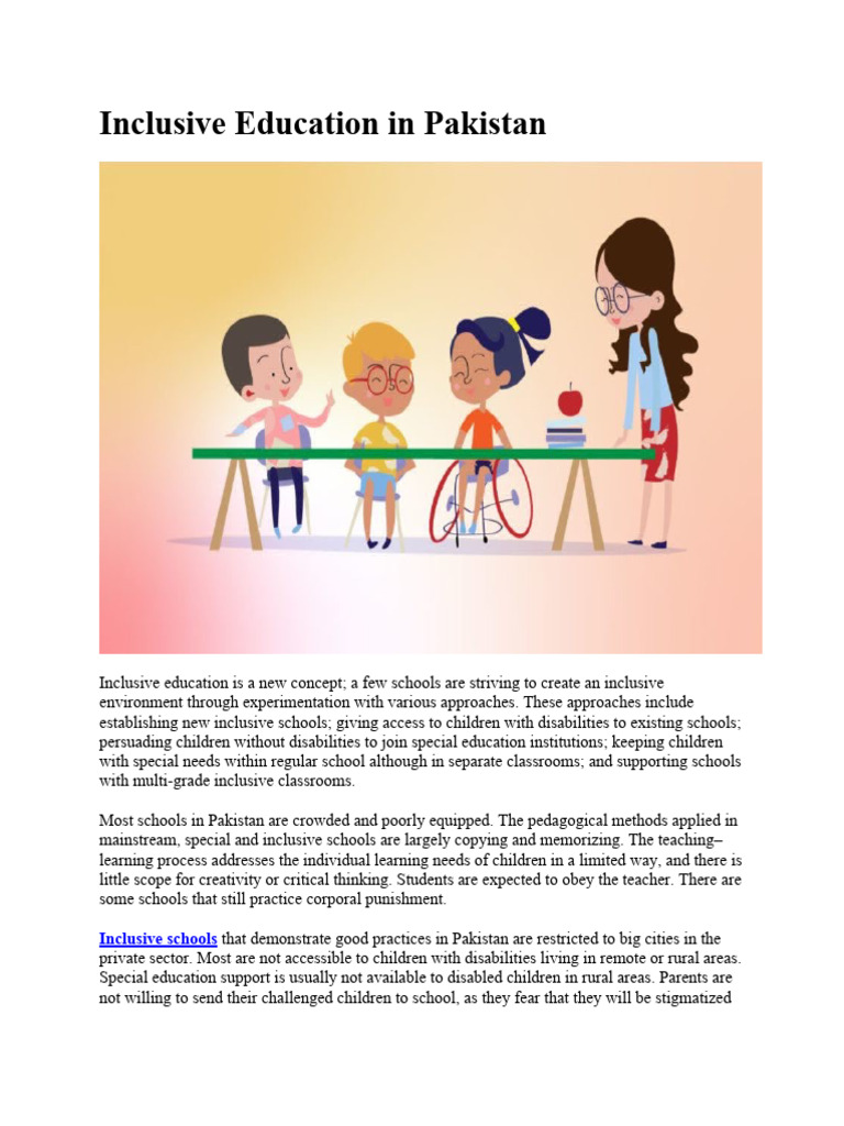 Week 12. Inclusive Education in Pakistan | PDF | Inclusion (Education) | Special Education