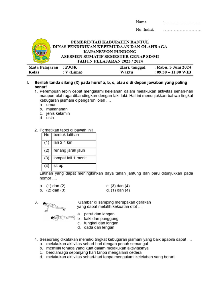 ASS PJOK Kelas 5 Fix | PDF | Olahraga & Rekreasi