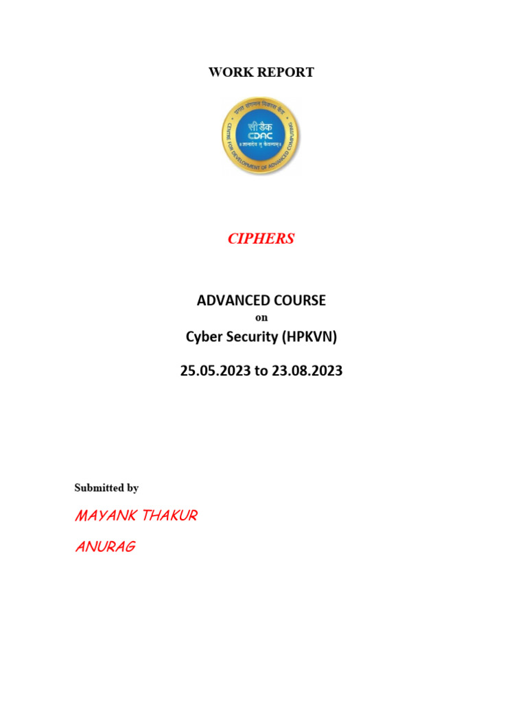 Work Report | Download Free PDF | Cipher | Cryptography