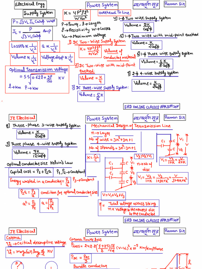Part-1 Power System Formulas 4 May 2024 YT Session | PDF