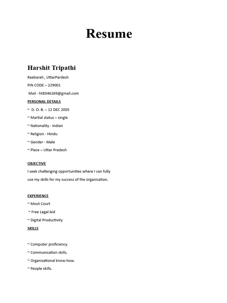 ResumE - HARSHIT TRIPATHI | PDF