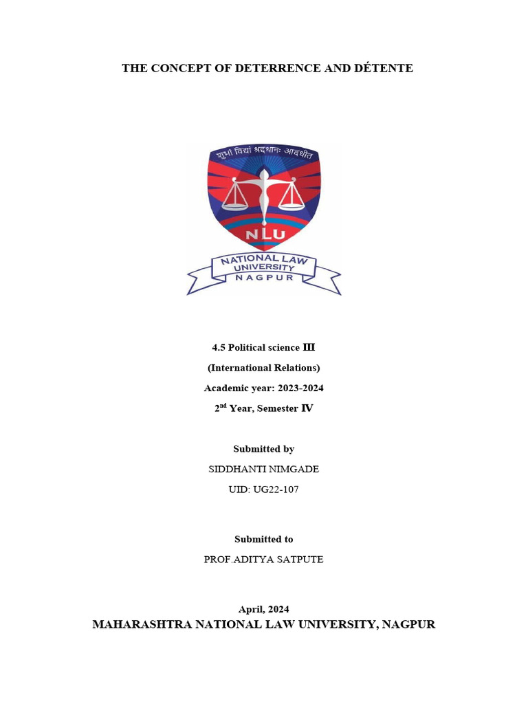 The Concept of Deterrence and Détente | PDF | Deterrence Theory | Crime ...