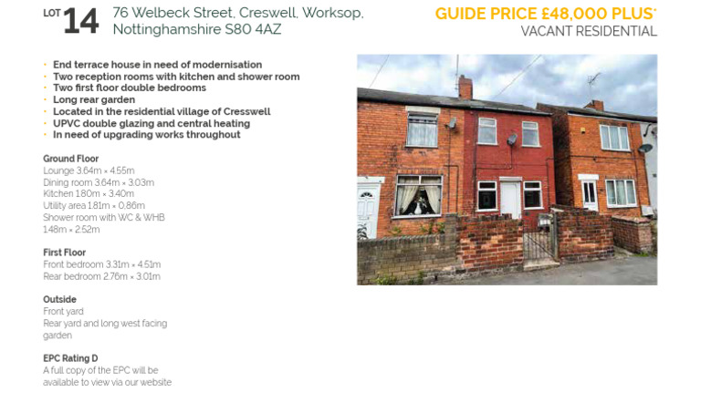 76 Welbeck Street, Creswell, Worksop, Nottinghamshire S80 4AZ | PDF