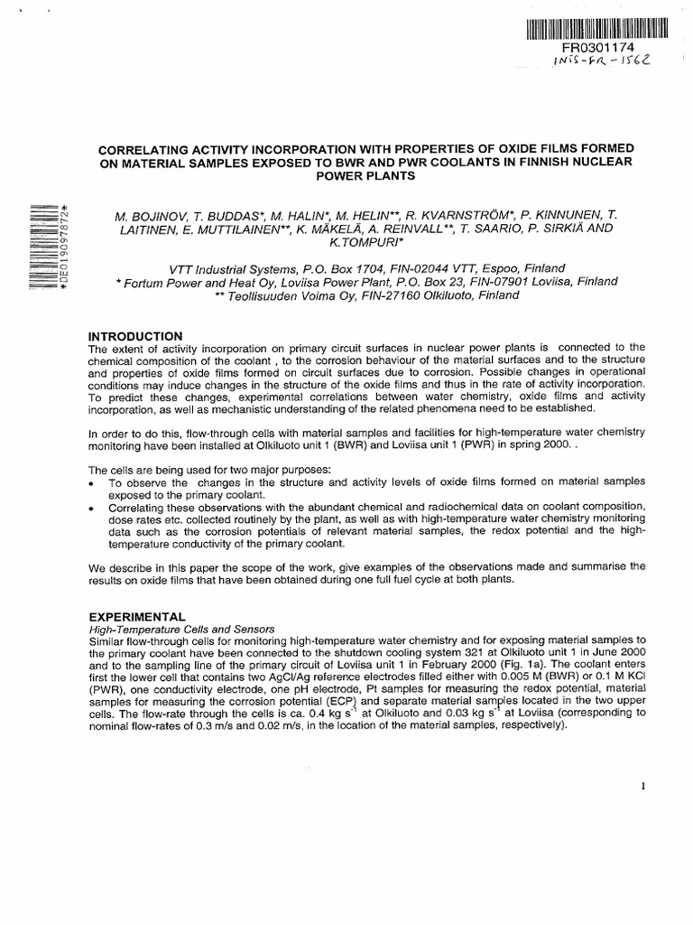 Correlating Activity Incorporation With Properties of Oxide Films ...