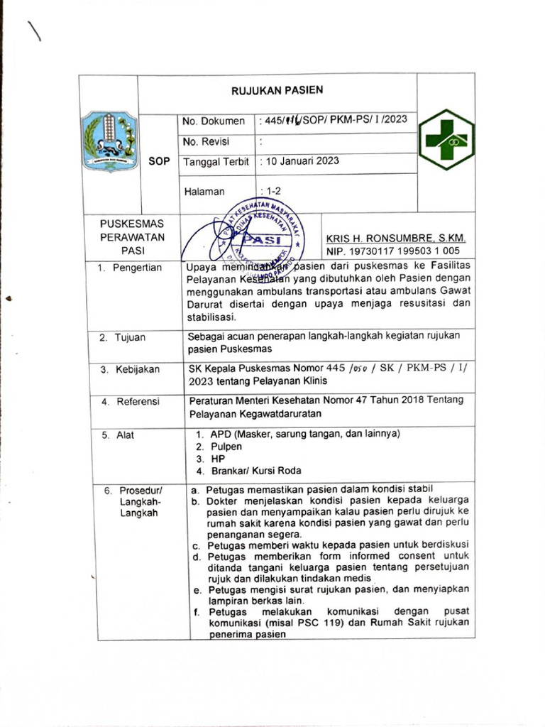 SOP Rujukan | PDF