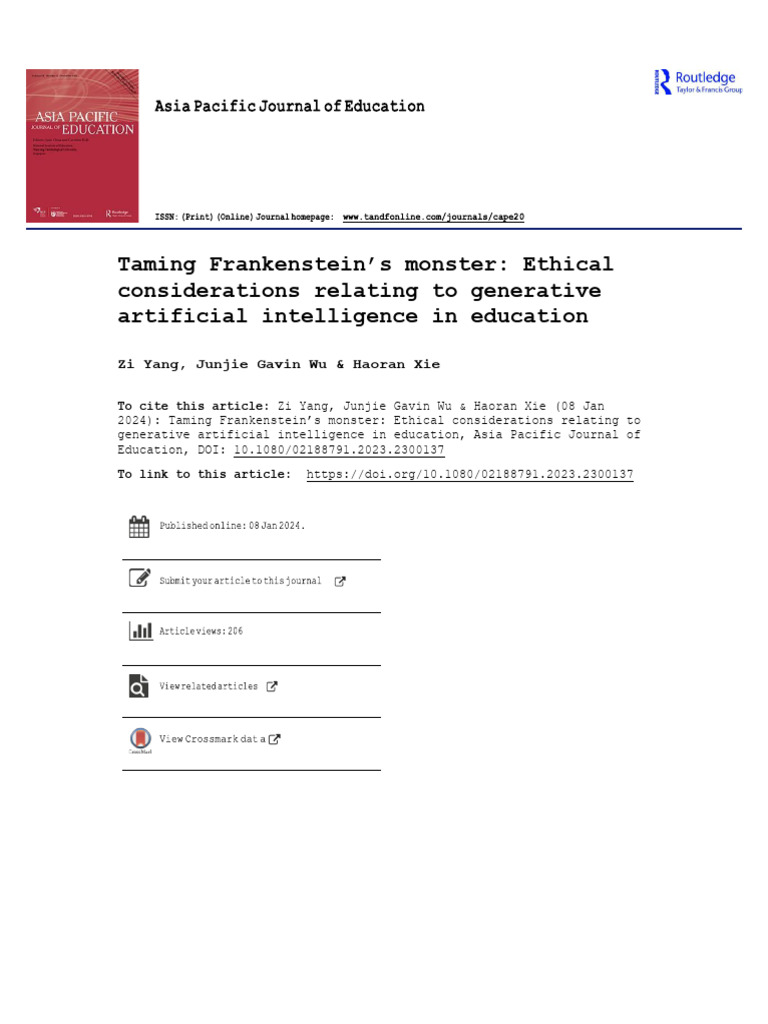 Taming Frankenstein S Monster Ethical Considerations Relating To ...