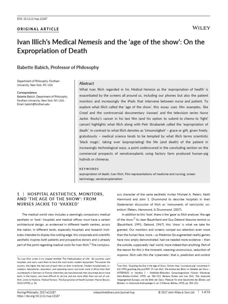 Ivan Illichs Medical Nemesis and The Age | PDF | Medicine | Hospital