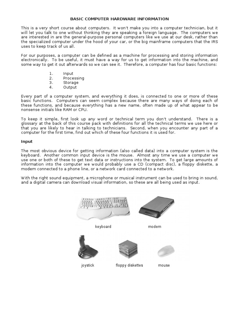 Basic Computer Hardware Information | PDF