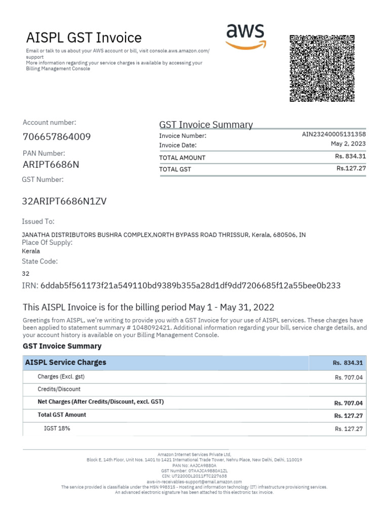 Aws PDF | Download Free PDF | Invoice | Taxes