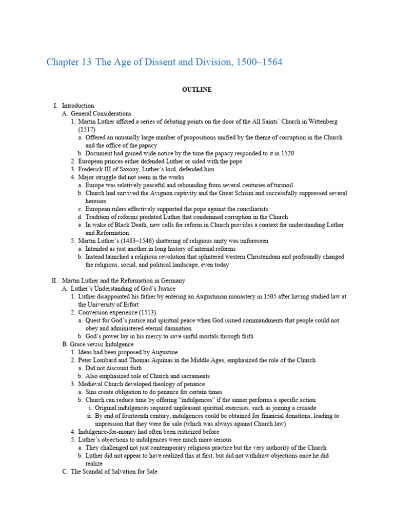 WestCiv6 - Chapter 13 - Outline | PDF | Protestantism | Indulgence