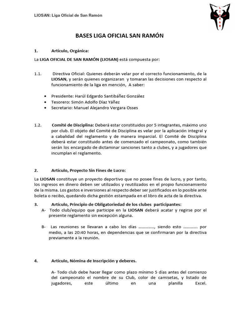 Bases LIGA | PDF | Asociación de Futbol | Árbitro