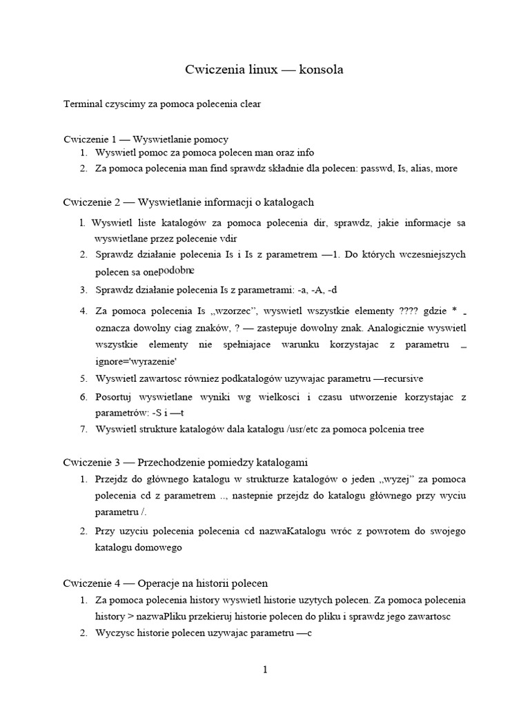 Cwiczenia Linux | PDF
