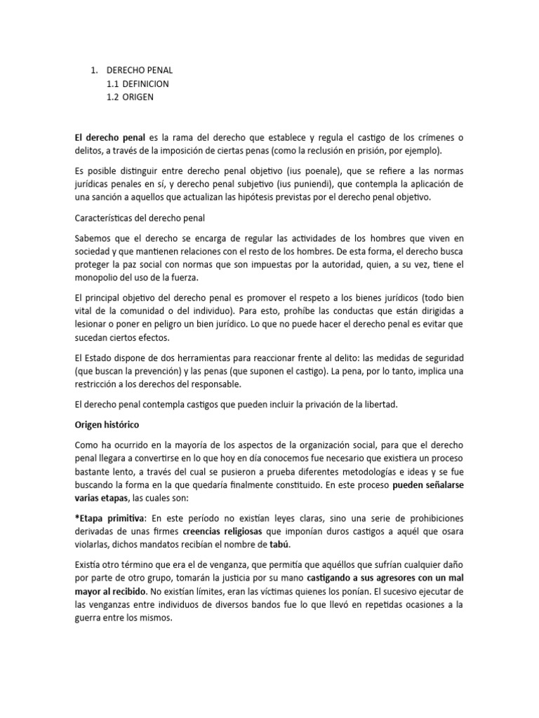 Derecho Penal 1.. | PDF | Derecho penal | Castigos