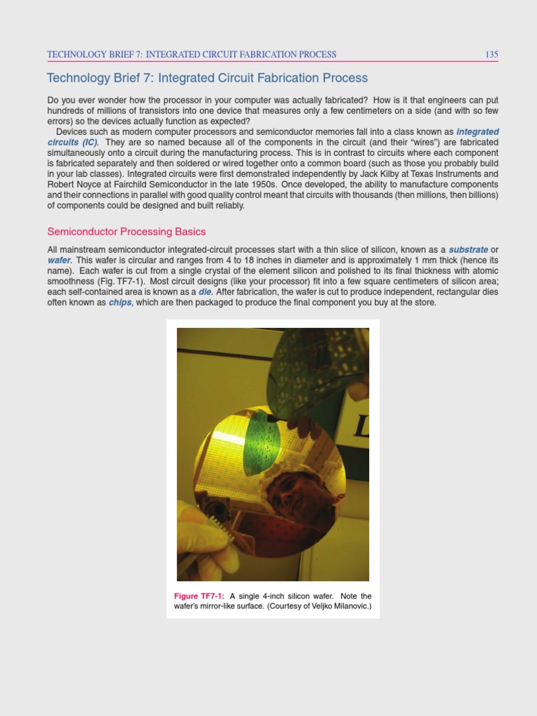 Technology Brief 7: Integrated Circuit Fabrication Process ...