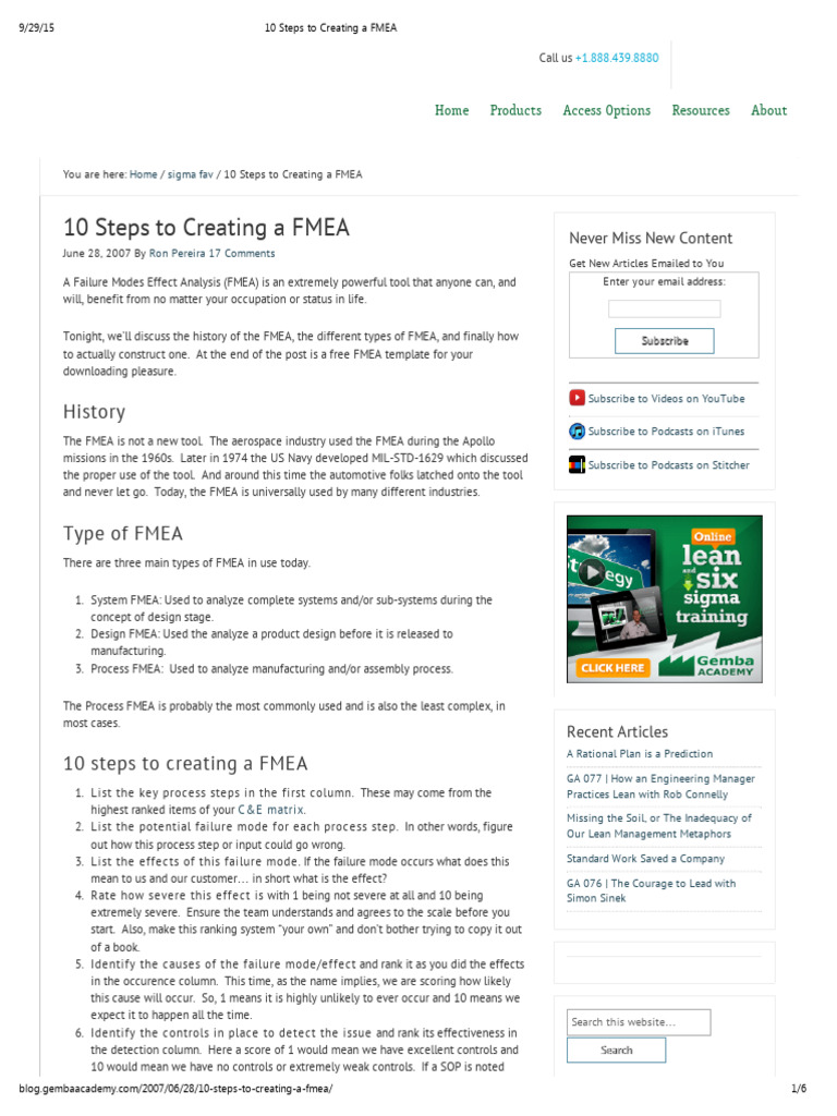 10 Steps To Creating A FMEA | PDF | Systems Thinking