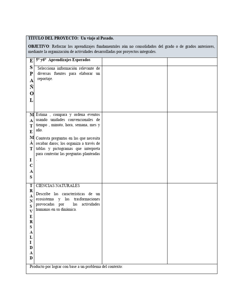 Proyecto - Un Viaje Al Pasado | PDF | Las emociones | Evaluación