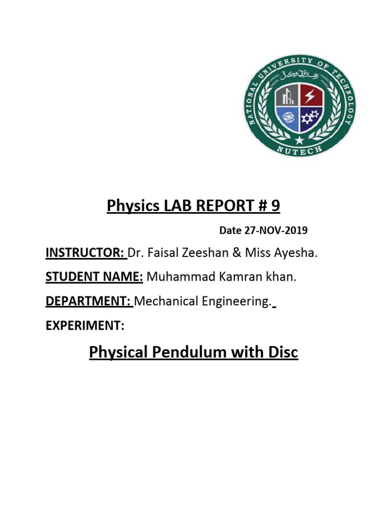 Physical Pendulum Experiment Analysis | PDF | Oscillation | Pendulum