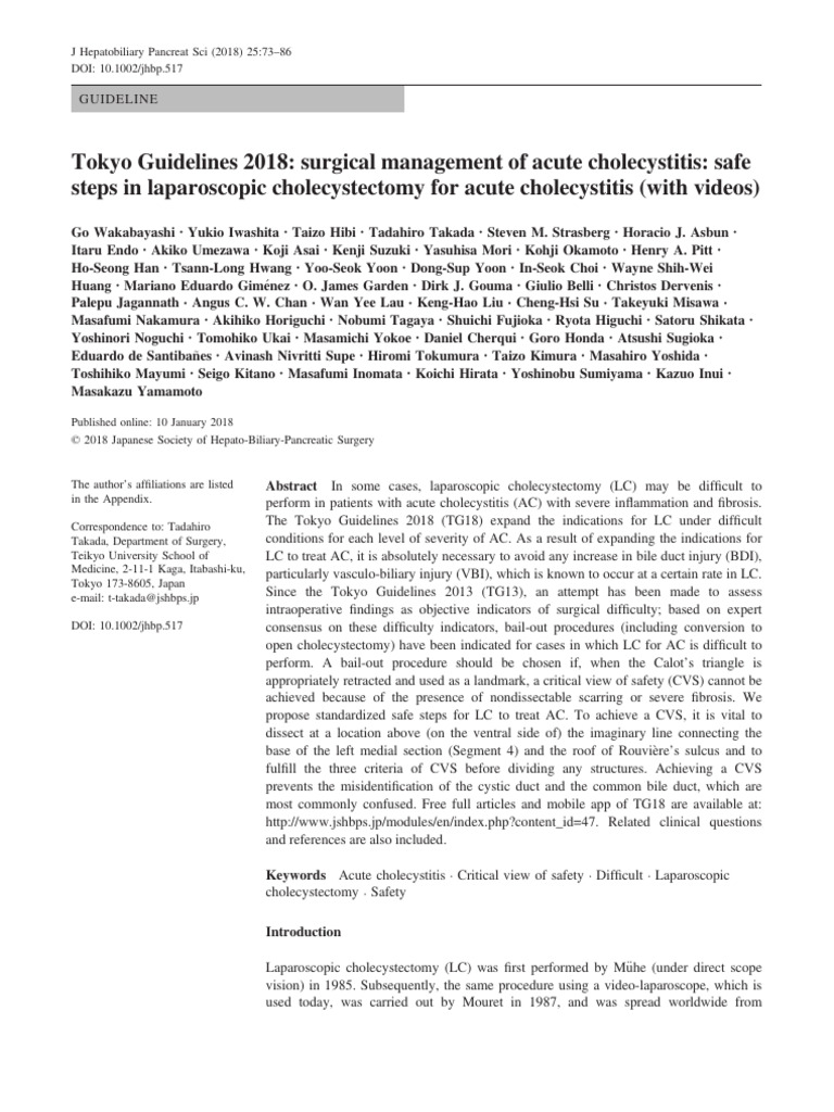 J Hepato Biliary Pancreat - 2017 - Wakabayashi - Tokyo Guidelines 2018 ...