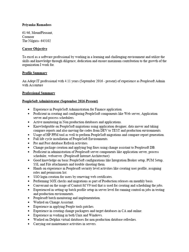 Peoplesoft Admin - Priyanka Ramadoss | PDF | Databases | Web Server