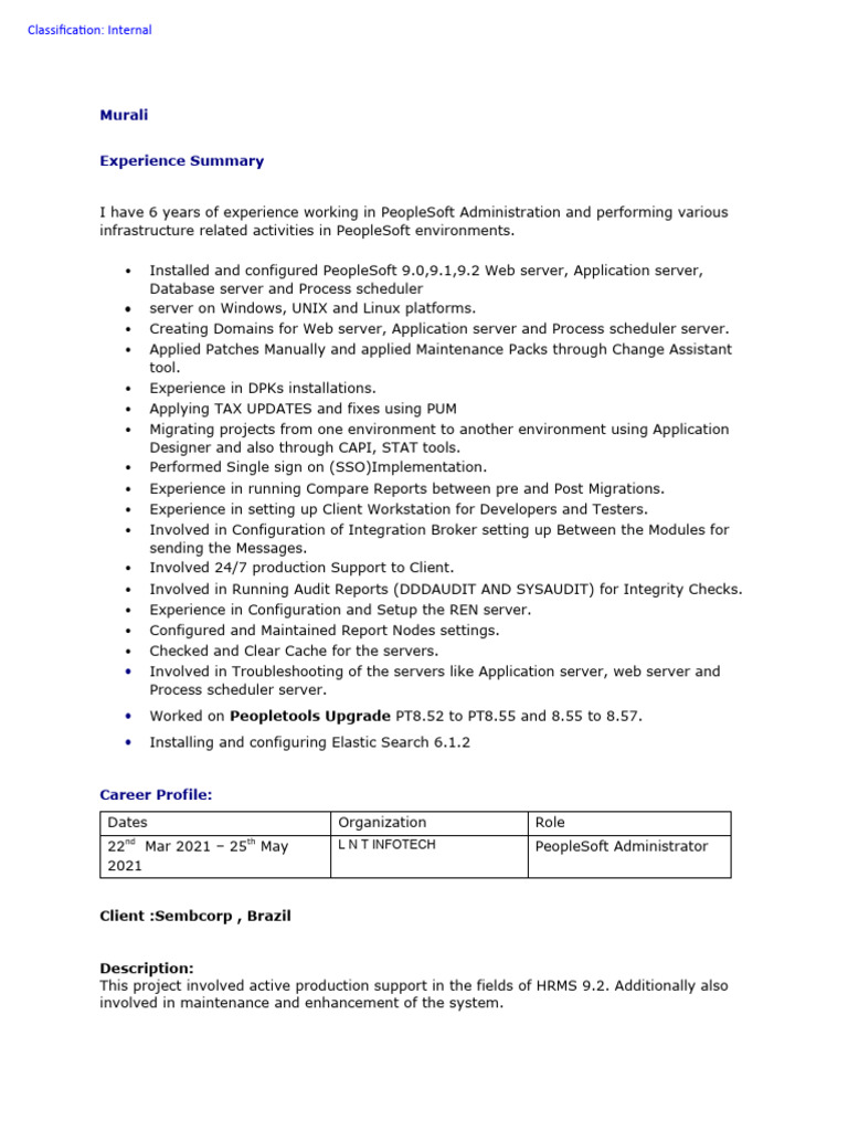 PeopleSoft Admin Experience | PDF | Information Technology | Software ...