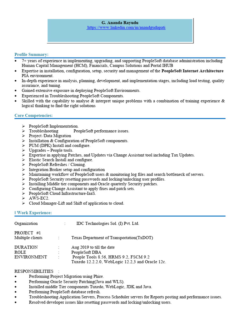 Peoplesoft Admin - G Ananda Rayudu | PDF | Cloud Computing | Databases