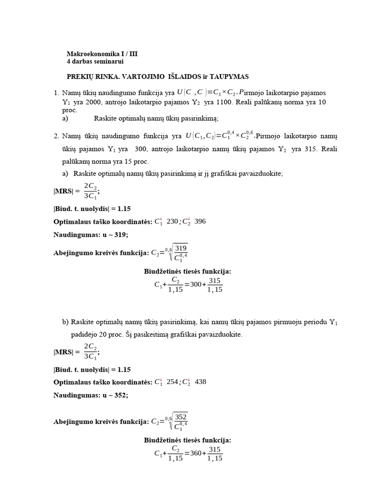 4 Darbas Seminarui ATSAKYMAI | PDF
