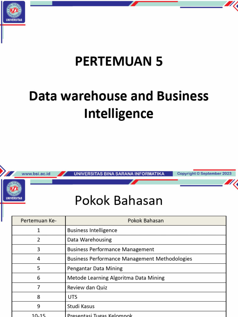 Pertemuan 5 Data Warehouse and Business Intelligence | PDF