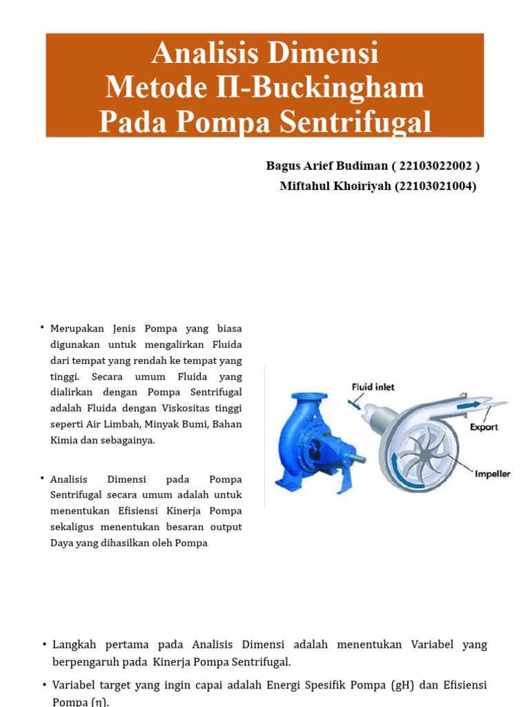 Analisis Dimensi Pompa Sentrifugal | PDF