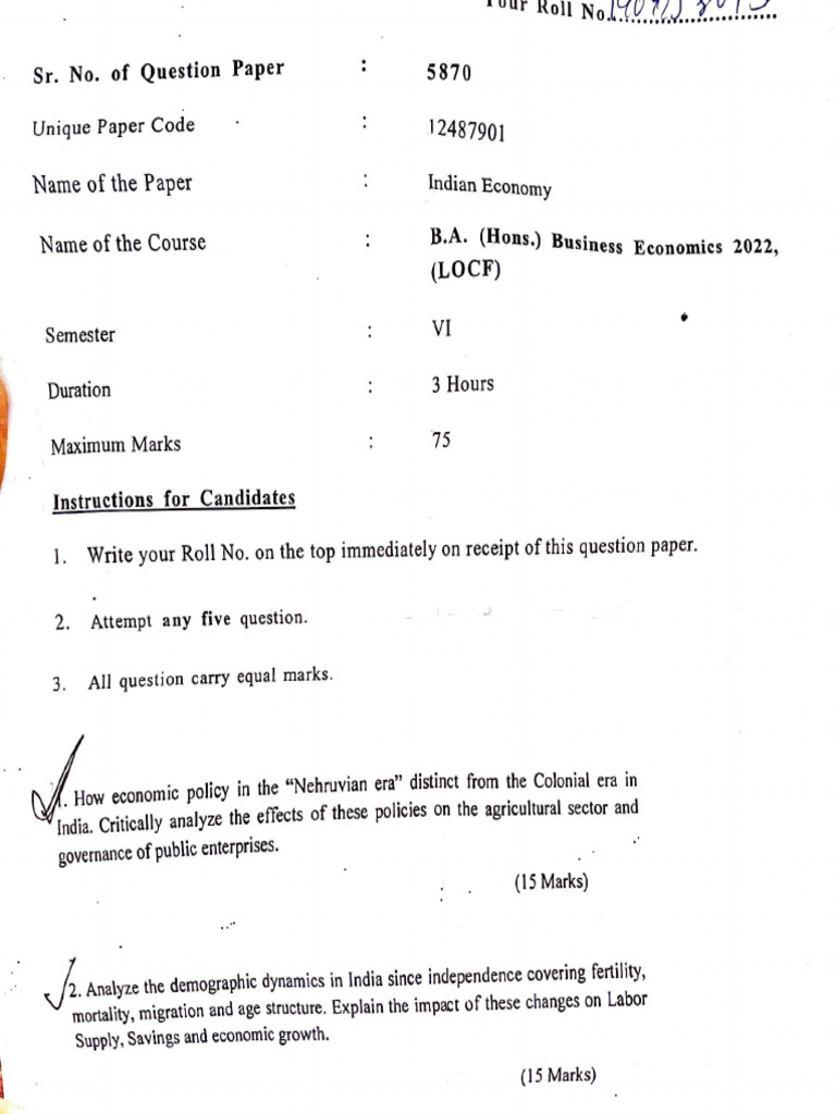 DSE Indian Eco - CBCS 2022 Paper 1 | PDF | Academic Degree | Qualifications