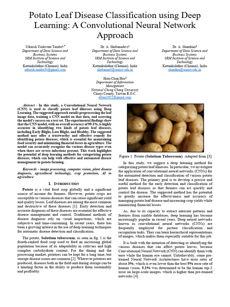 Potato Disease Classification Using Deep Learning | PDF | Deep Learning ...