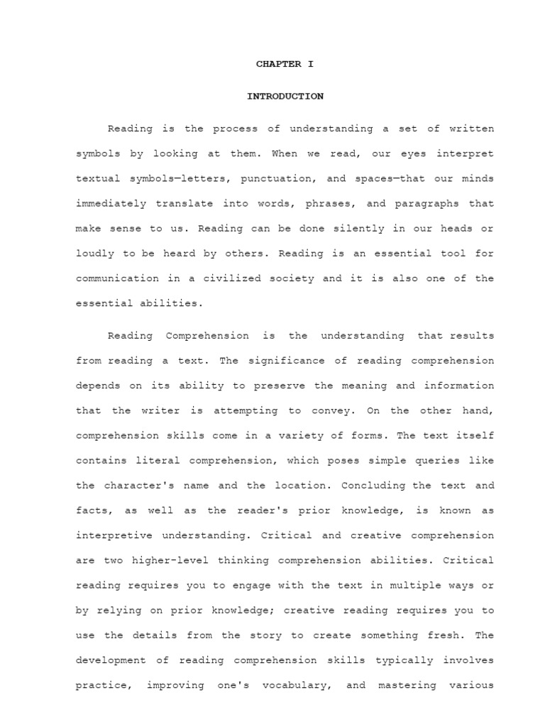 Reading Comprehension Thesis | PDF | Reading Comprehension | Constructivism (Philosophy Of ...