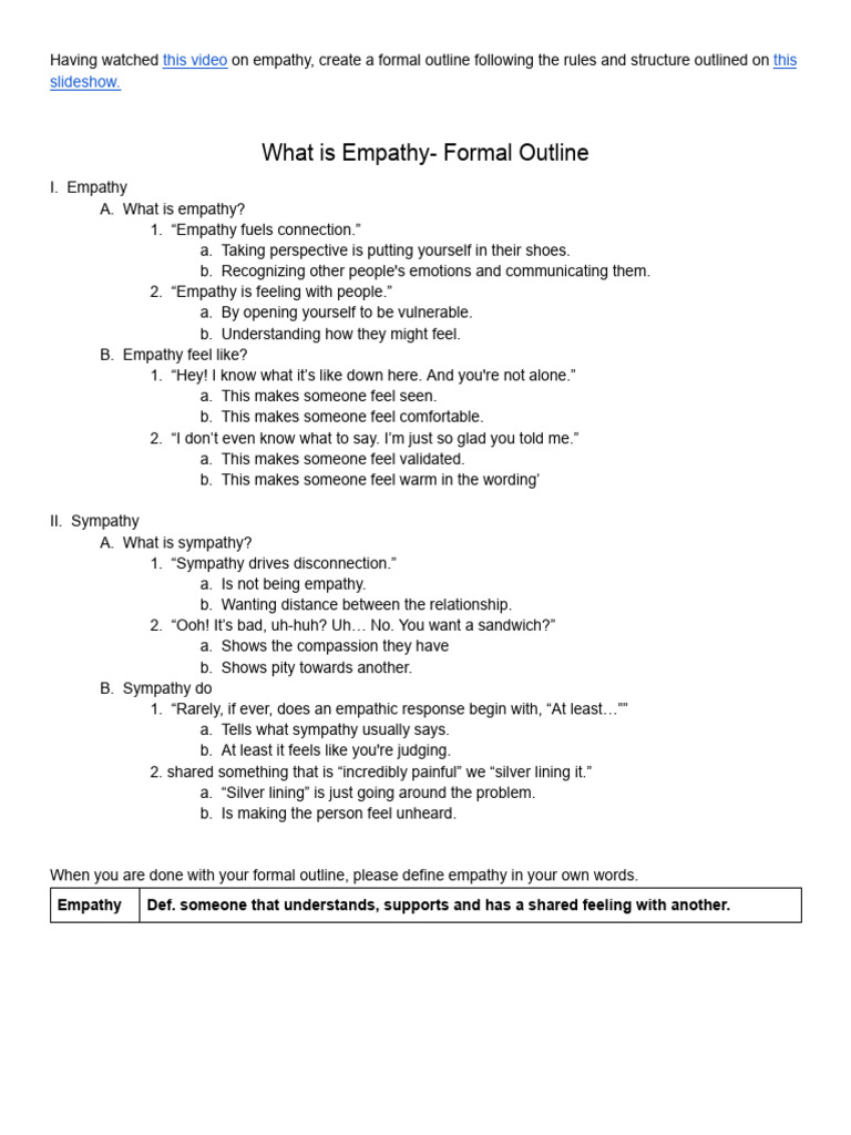 What Is Empathy - Formal Outline | PDF