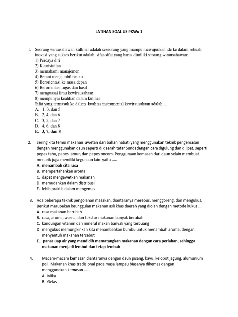 Latihan Soal Us Pkwu 1-Digabungkan | PDF