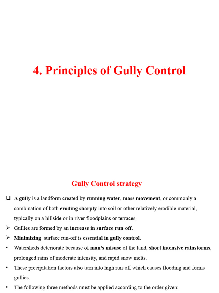 Gully Treatment Measures | PDF | Surface Runoff | Erosion
