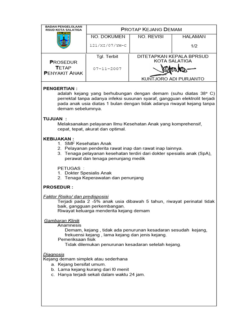 Protap Kejang Demam Anak | PDF
