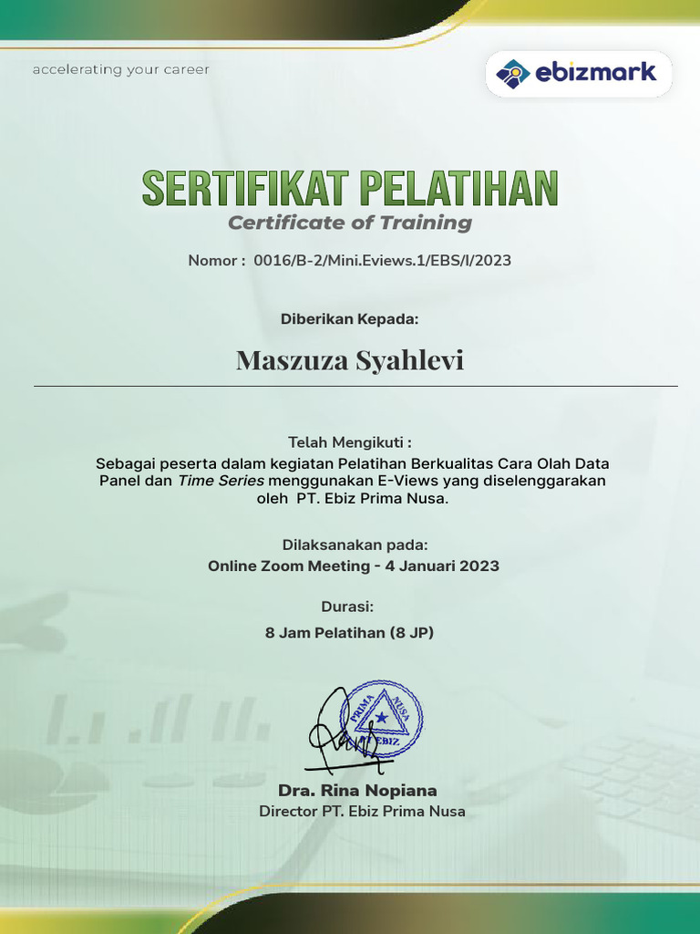 Pelatihan E-Views: Analisis Data Panel & Time Series | PDF