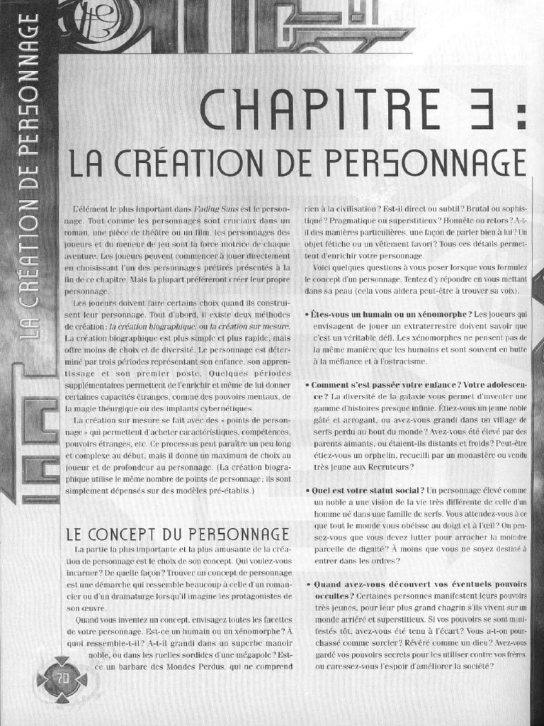 Livre de Base Chapitre 03 - La Création de Personnage | PDF