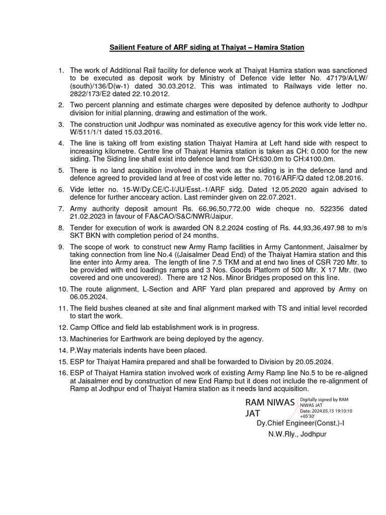 ARF STATUS Signed | PDF | Rail Transport