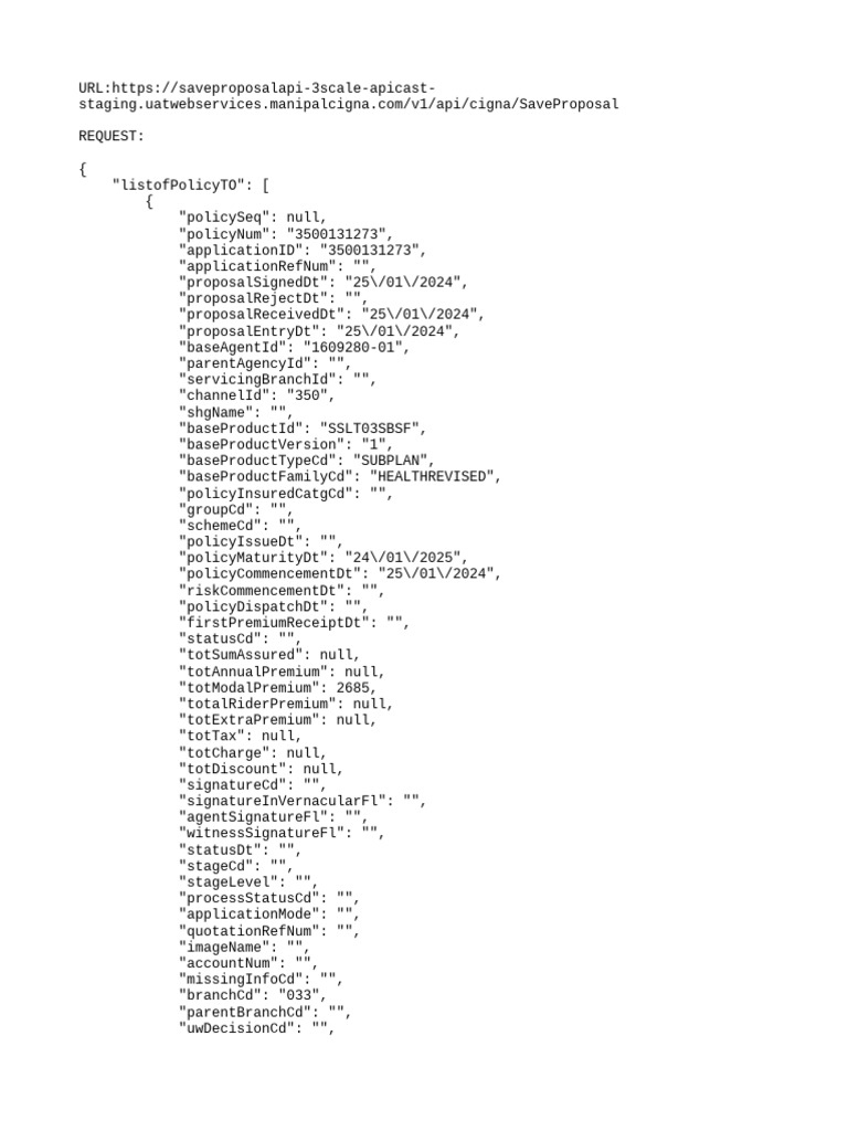 Cigna Proposal Submission API Details | PDF | Computers | Technology & Engineering