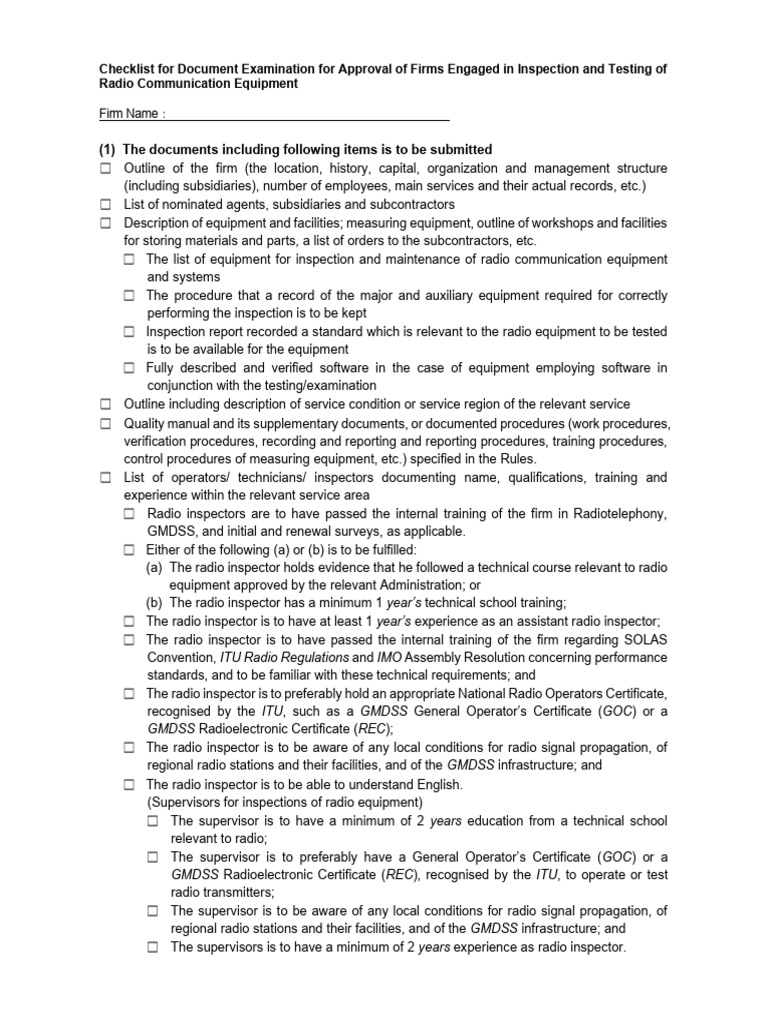 Checklist For Doc Examination Radio | PDF | Audit | Iso 9000